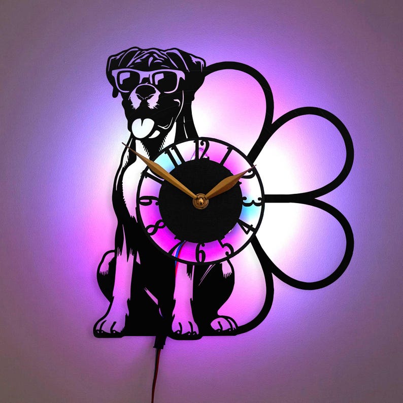 Boxer Dog Clock, Dog With Glasses Clock, Pet Lover Home Decor ...