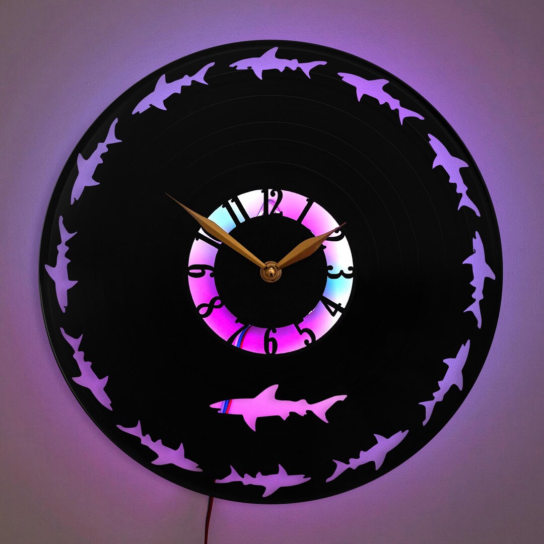 Shark Wall Clock, Shark Decor, Shark Silhouette Clock, Ocean Theme ...