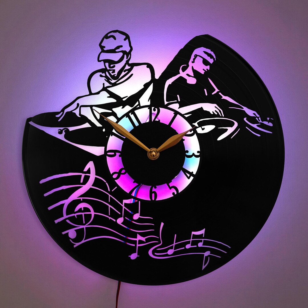 DJ Wall Clock, Music Clock, Music Decor, DJ Art Clock, Music Studio ...