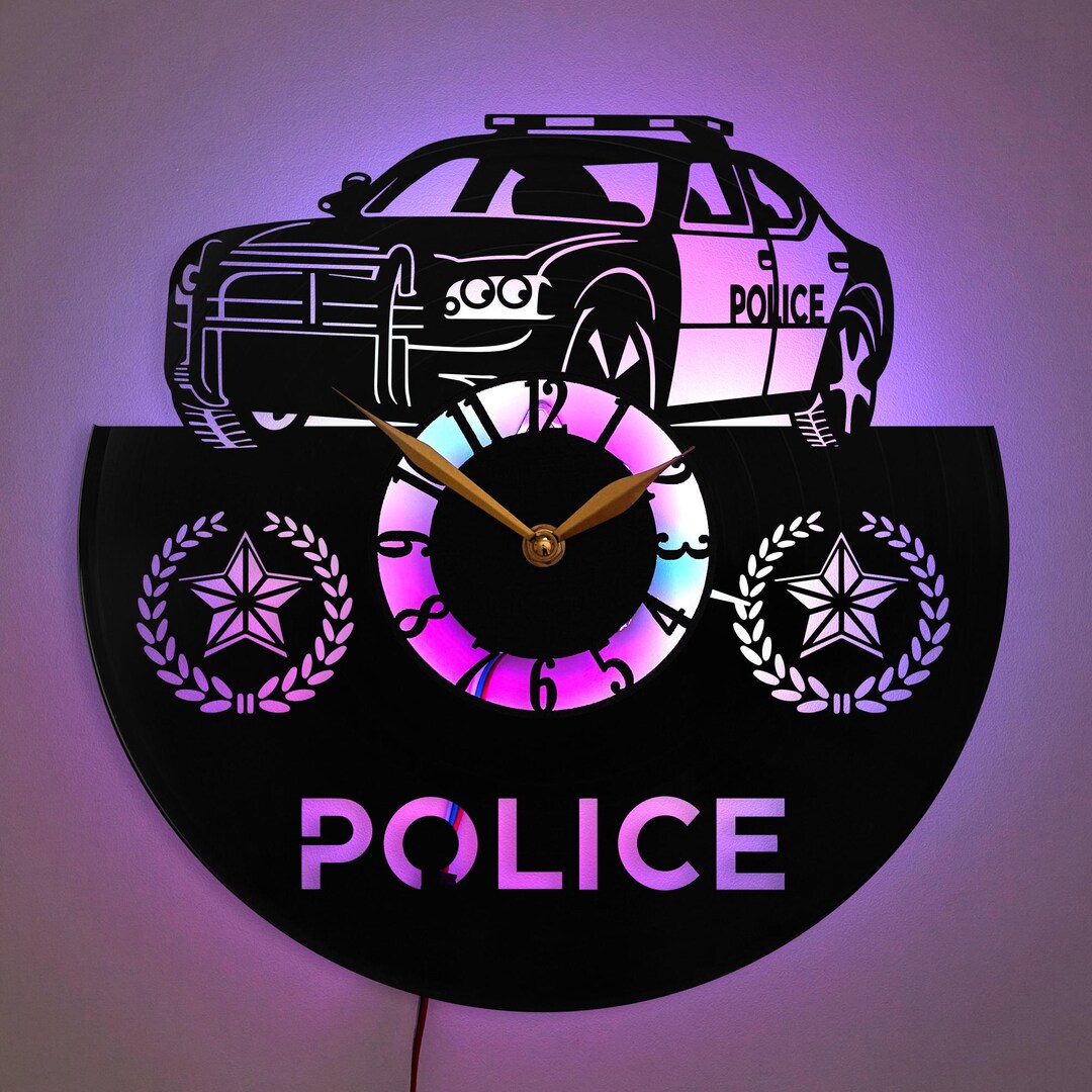 Police Wall Clock, Law Enforcement Decor, Police Car Clock, Police ...