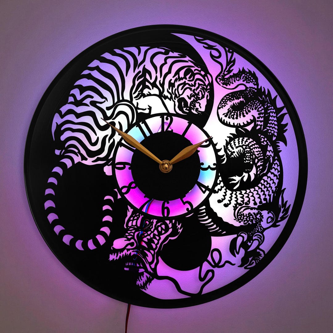 Tiger Clock, Tiger Gift, Tiger Dragon Wall Clock, Animal Wall Art ...