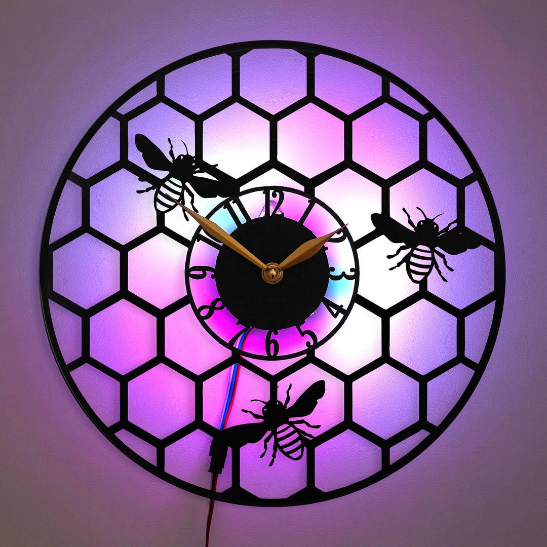 Bee Clock, Honeycomb Clock, Hexagon Pattern Clock, Nature Inspired ...