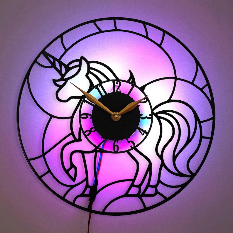 Unicorn Wall Clock, Fantasy Theme Clock, Magical Unicorn Decor, Mystical Home Clock, Kids Room ...