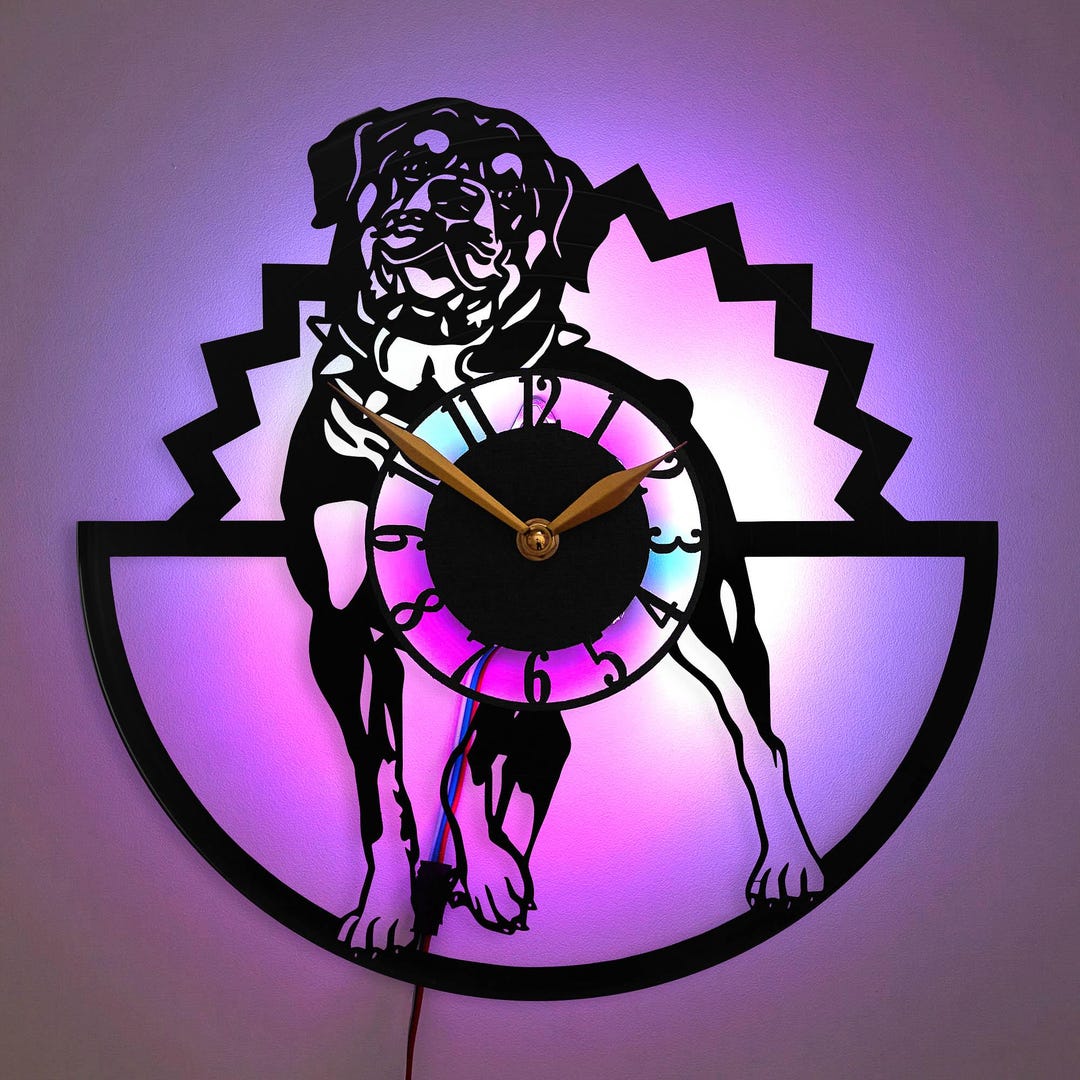 Rottweiler Clock, Rottweiler Decor, Dog Wall Clock, Pet Lover Clock ...