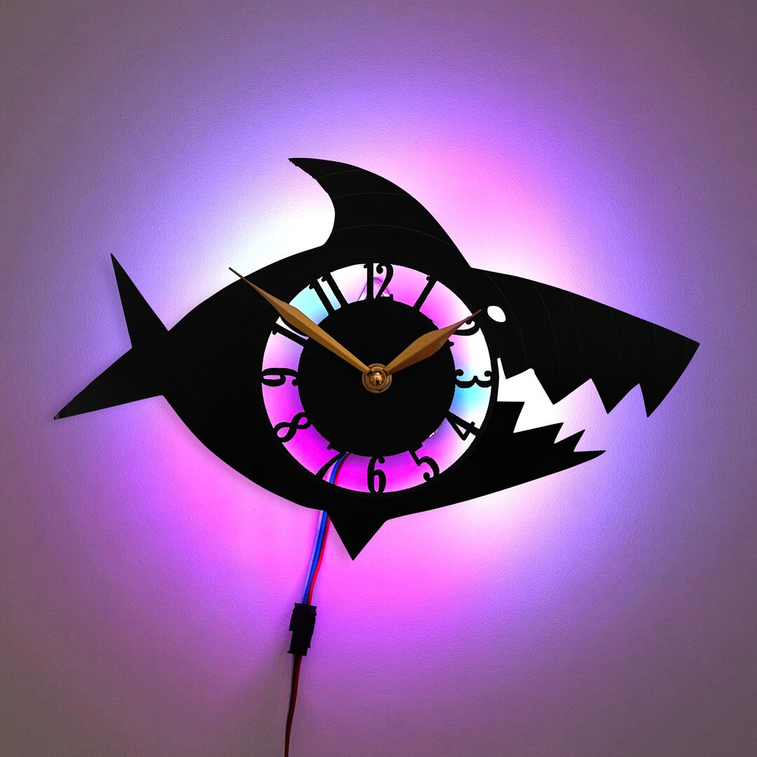 Shark Wall Clock, Ocean Theme Clock, Nautical Decor Clock, Marine Life ...