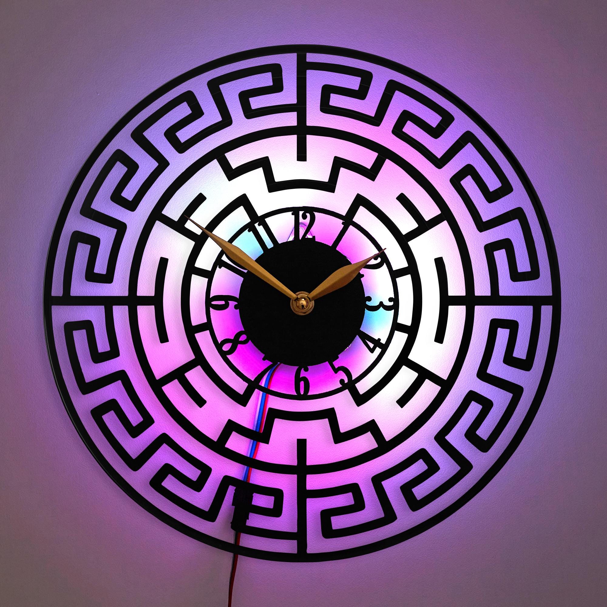 Greek Clock, Geometric Design Clock, Maze Pattern Clock, Minimalist ...
