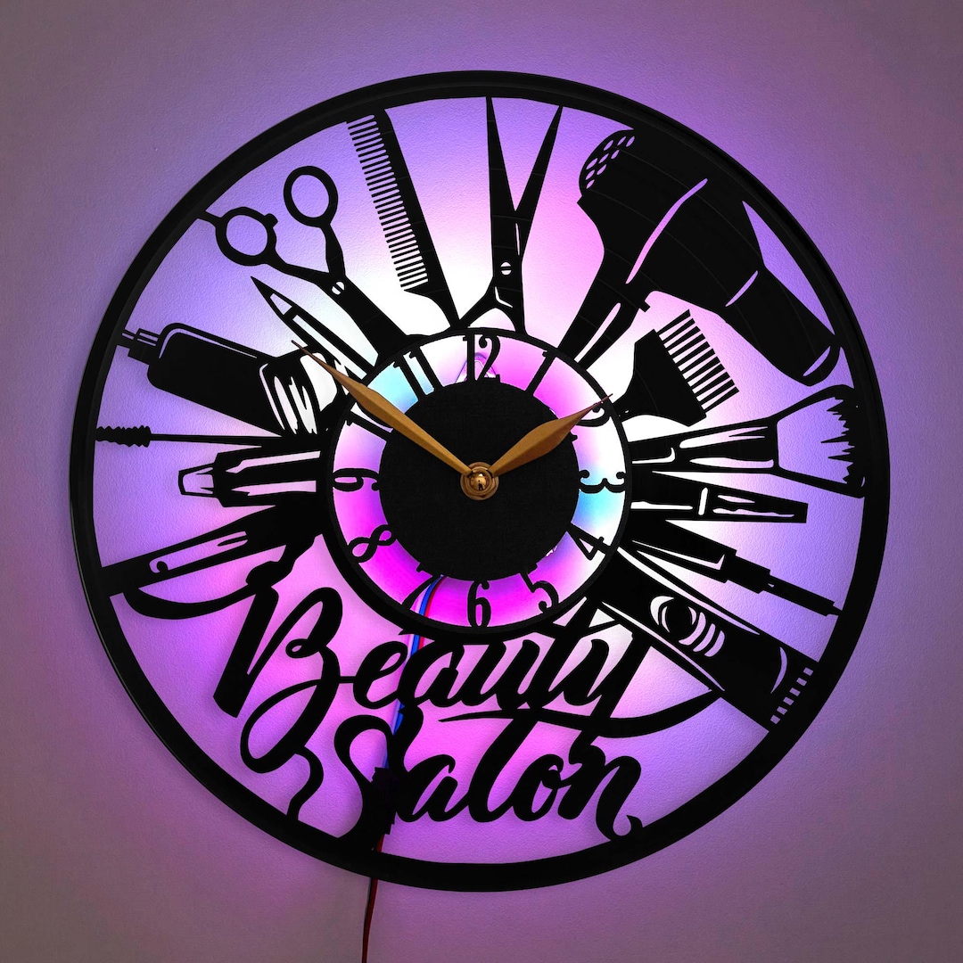 Beauty Salon Wall Clock, Hairdresser Room Art, Hair and Makeup Clock - Etsy