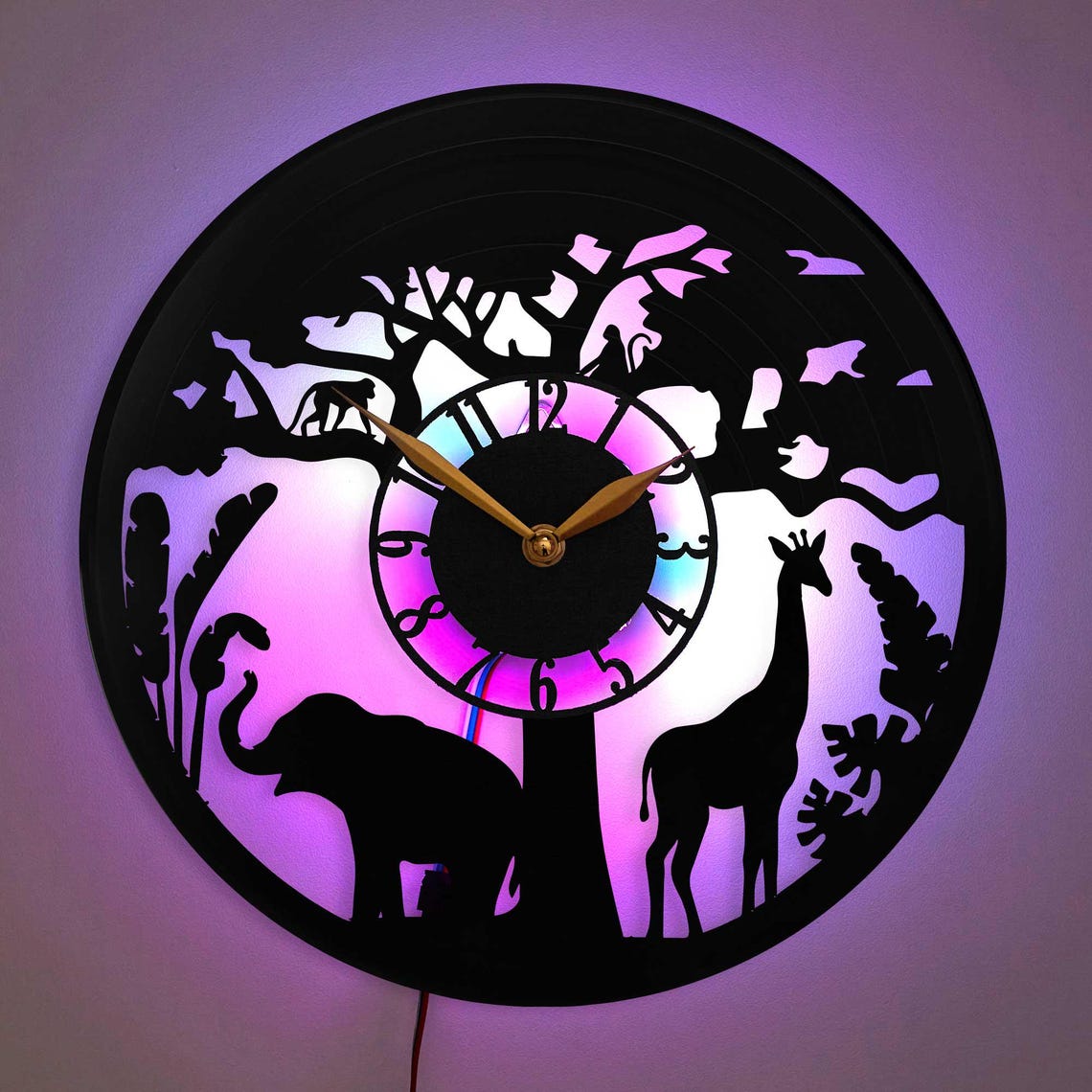 Elephant Clock, Africa Clock, Safari Wall Clock, Jungle Animals Clock ...
