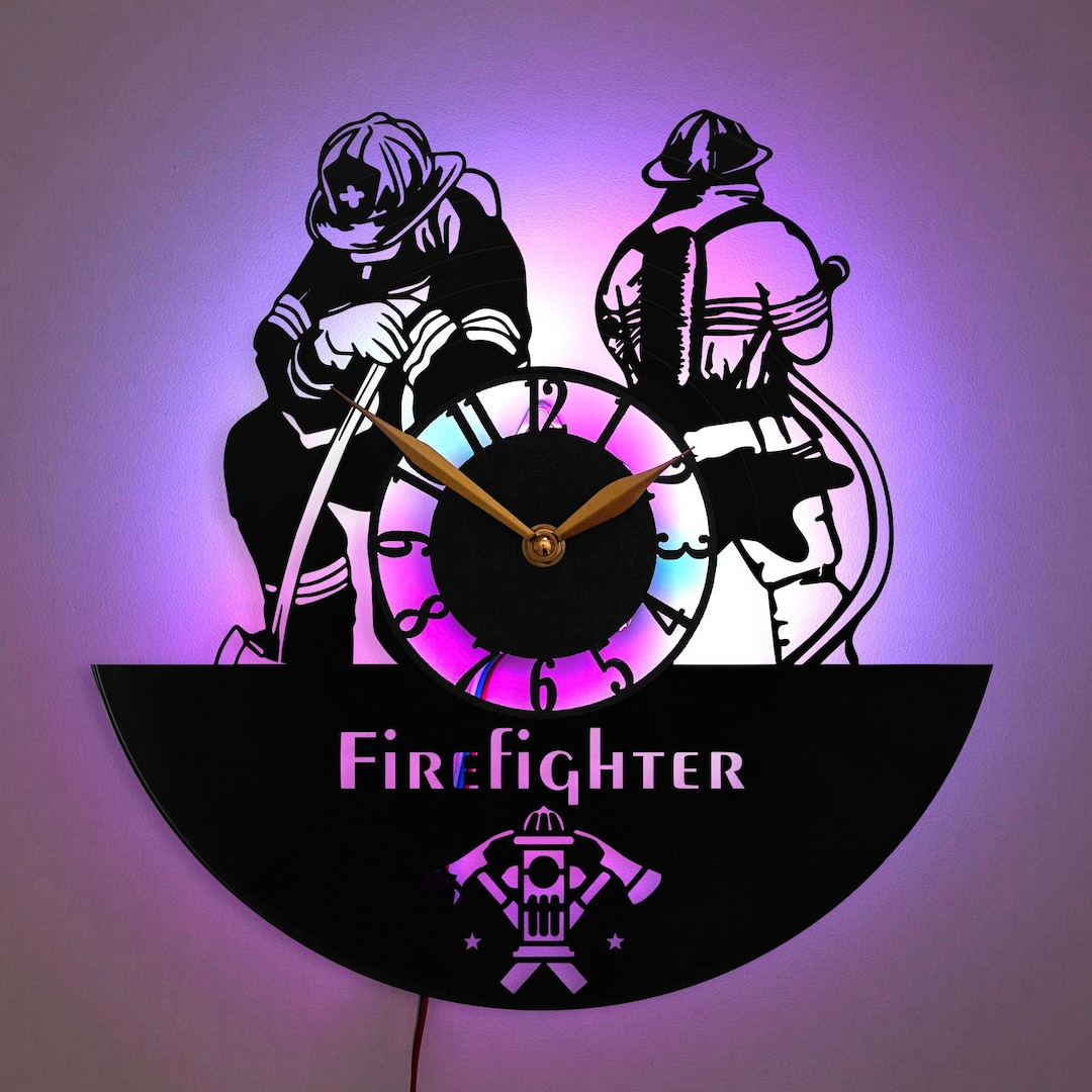 Firefighter Wall Clock, Fireman Room Decoration, Fire Department Decor ...