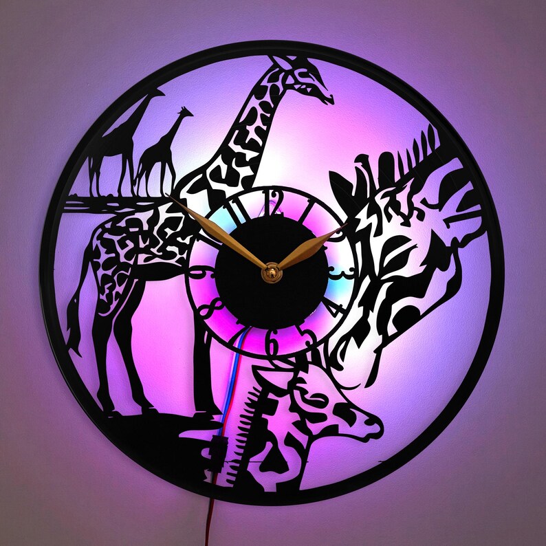 Giraffe Clock, Giraffe Decor, Safari Decor, Wildlife Decor, African ...