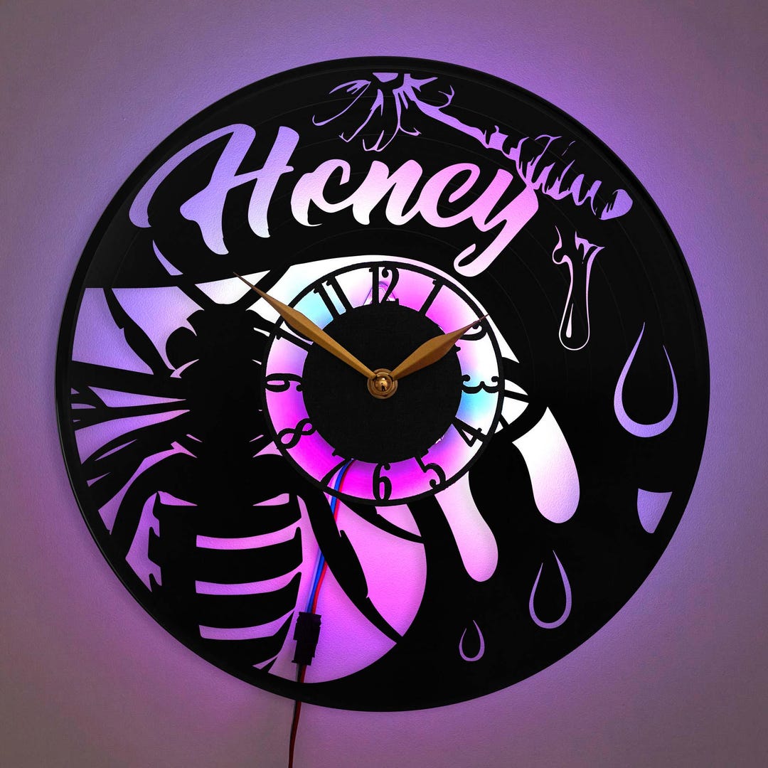 Honeybee Wall Clock, Honey Lover Decor, Bee and Honey Clock, Nature ...