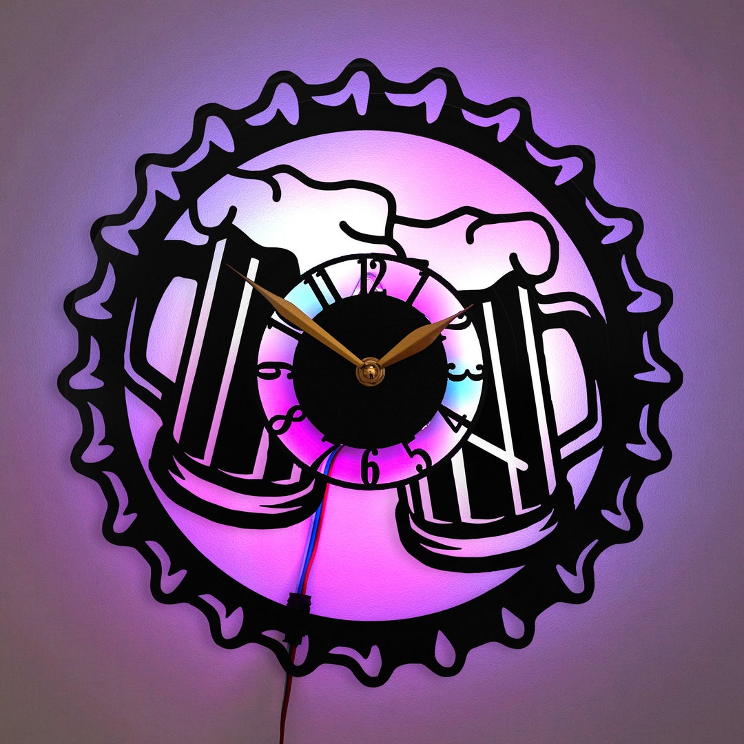 Beer Clock, Beer Gift, Bar Themed Clock, Beer Art Clock, Pub Wall Clock ...
