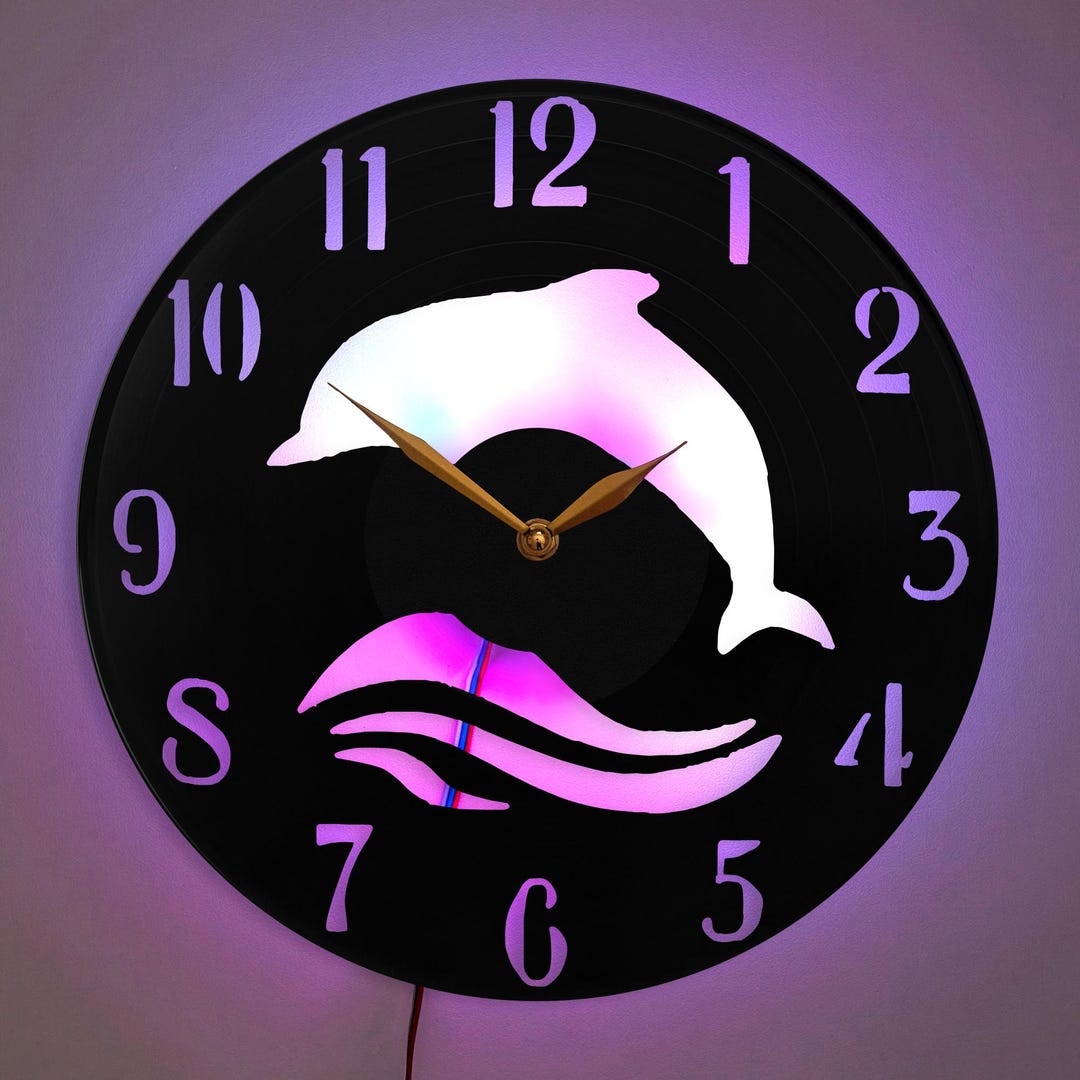 Dolphin Clock, Ocean Wave Clock, Marine Life Clock, Dolphin Design ...