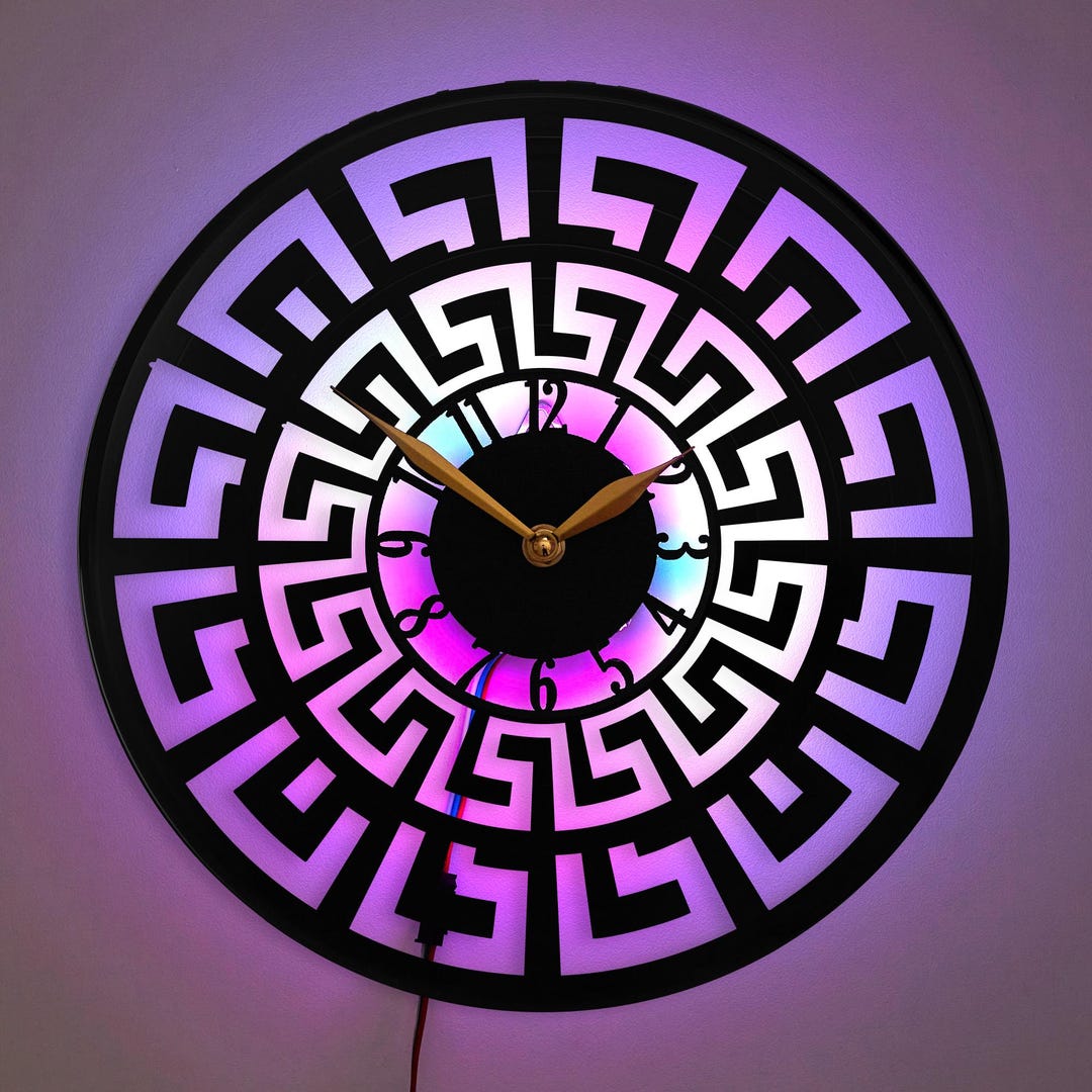 Greek Clock, Greek Gift, Greek Maze Design, Home Decor Clock - Etsy