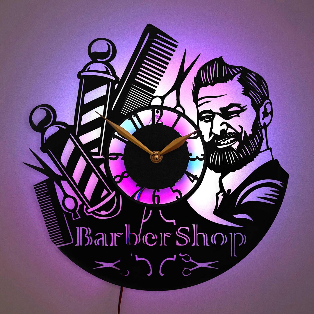 Barbershop Clock, Barbershop Decor, Bearded Man Design Clock ...