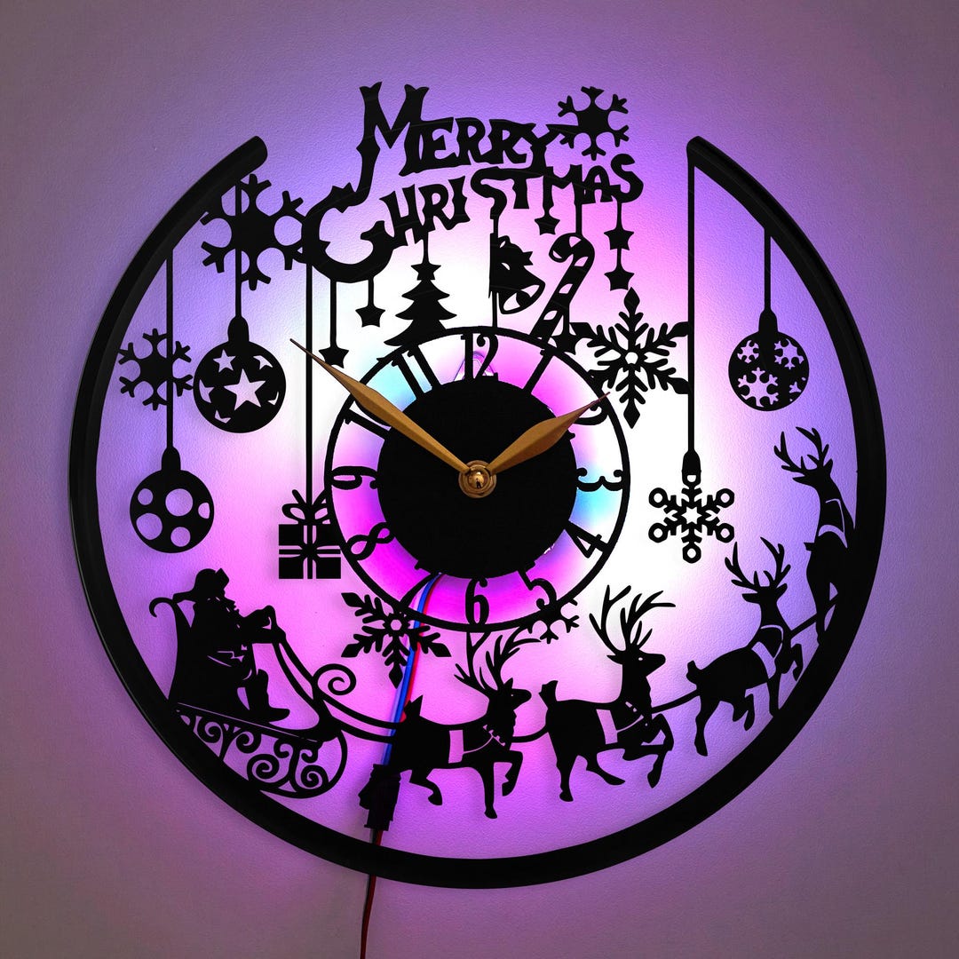 Christmas Clock, Christmas Gift, Merry Christmas Clock, Santa Sleigh ...