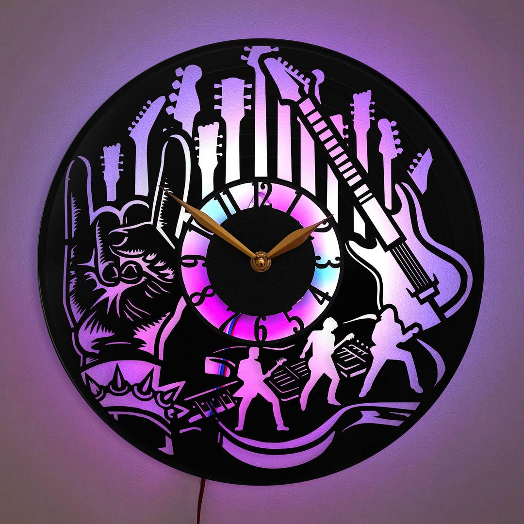 Heavy Metal Clock, Heavy Metal Gift, Rock Band Wall Clock, Music Lover ...