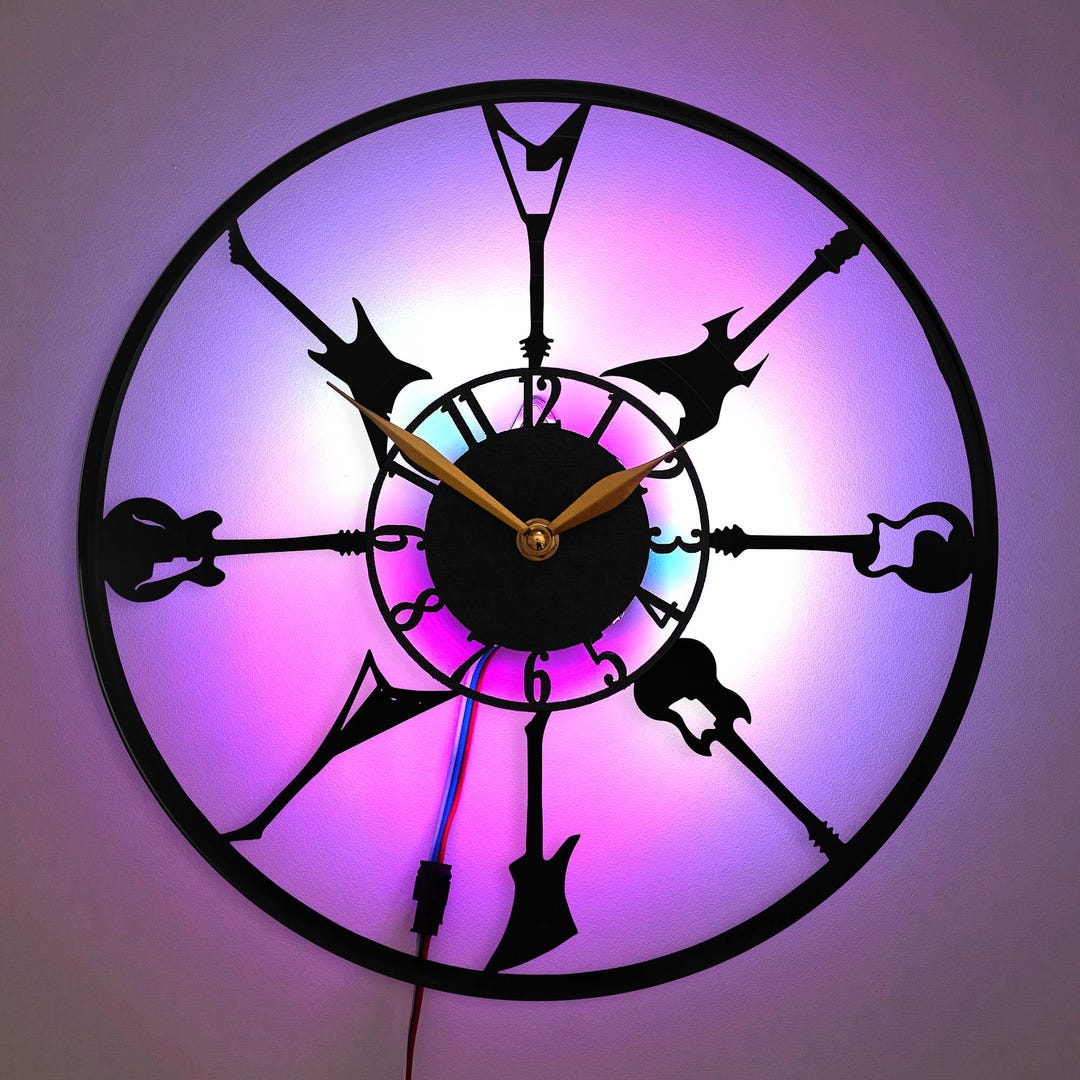 Rock Clock, Rock Decor, Guitar Clock, Music Wall Clock, Rock Music ...