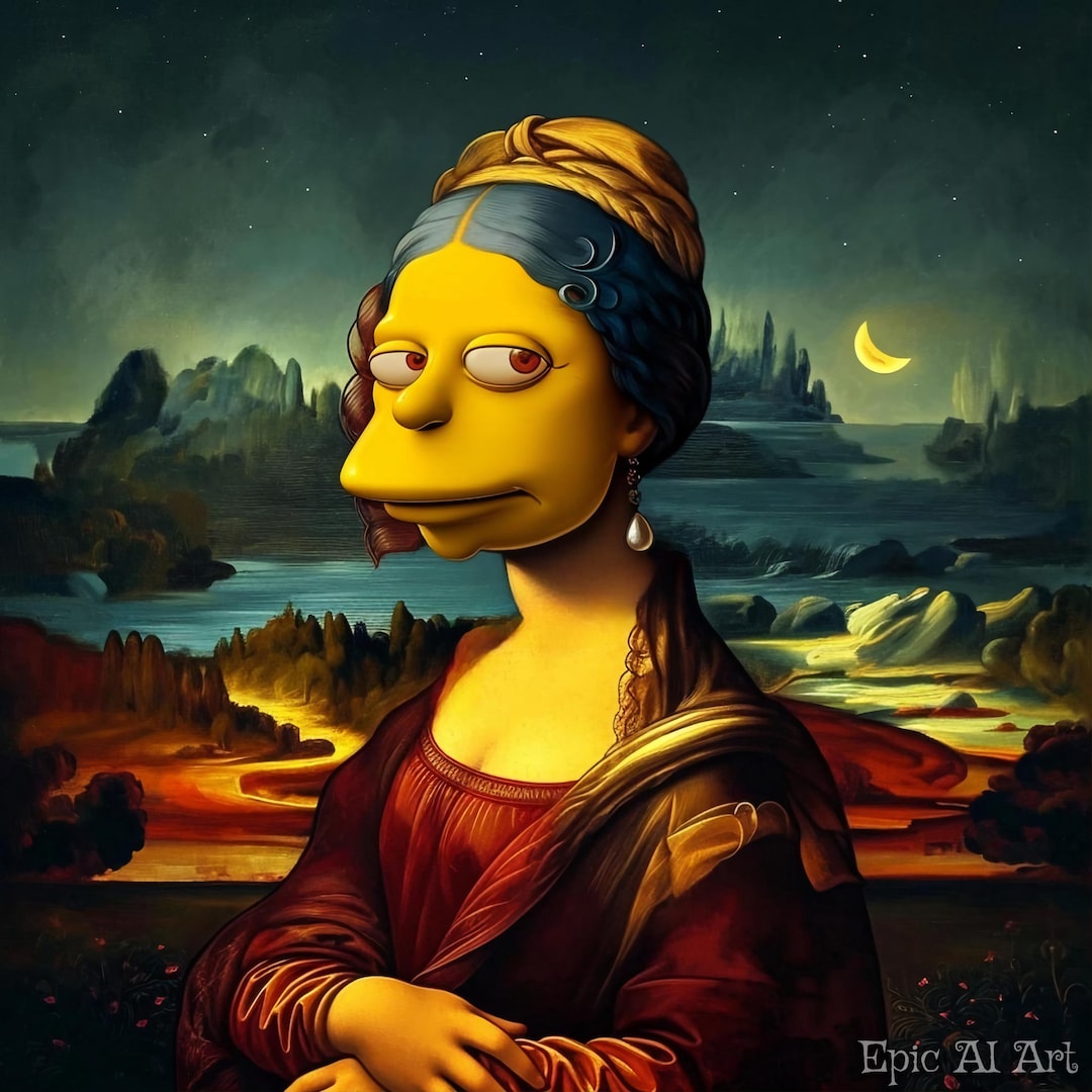 Simpsons Mona Lisa Parody Art Print Funny Cartoon-inspired Pop Culture ...
