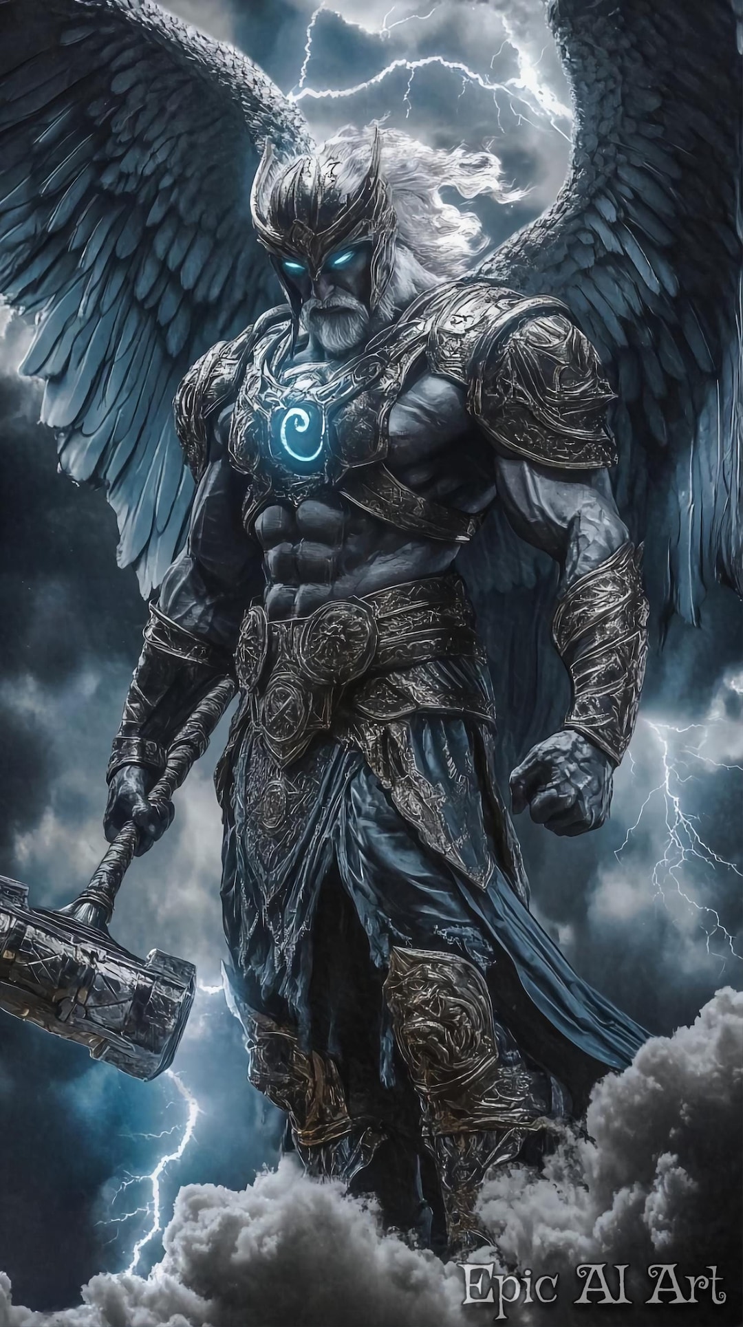 Storm-wielding Angelic Warrior Epic Fantasy Art of Divine Protector ...