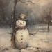 Vintage Snowman Art Print Rustic Winter Scene, Charming Holiday Decor ...