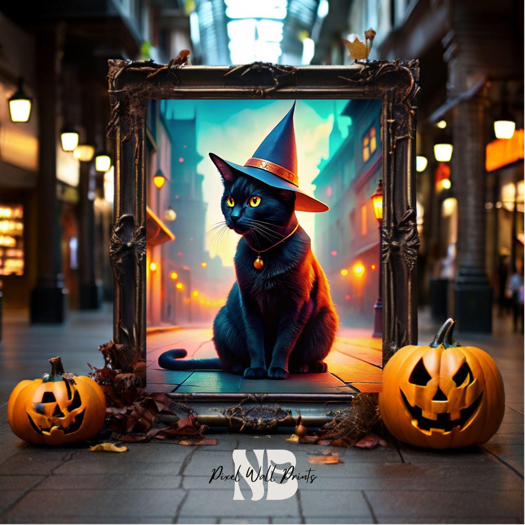 Digital Wall Art Print of a Black Cat Modern Photo Realist Home Decor ...