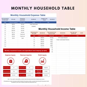 50 Sets Income and Expenses Excel Template : Bookkeeping | Finance ...