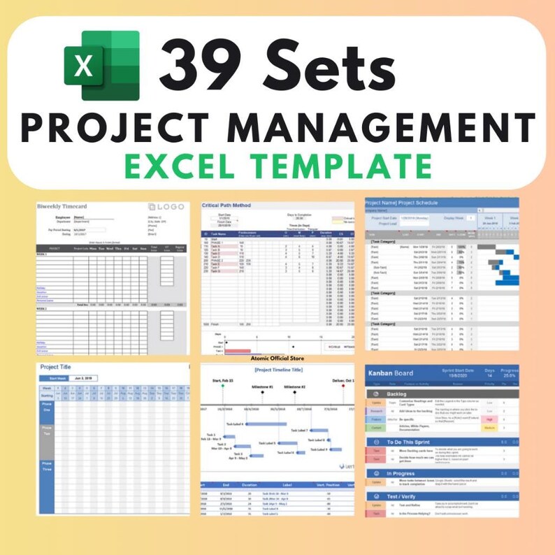 39 Set Project Management Excel Template : Gantt Chart | Kanban Board ...