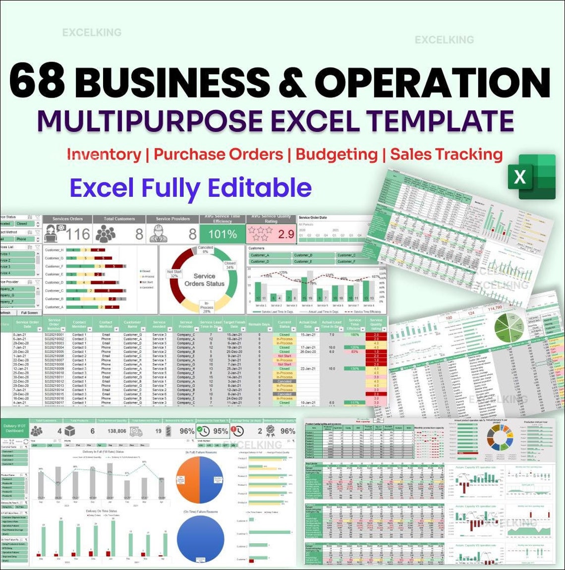 60 Business & Operational Multipurpose Excel Template | Easy Edit - Etsy