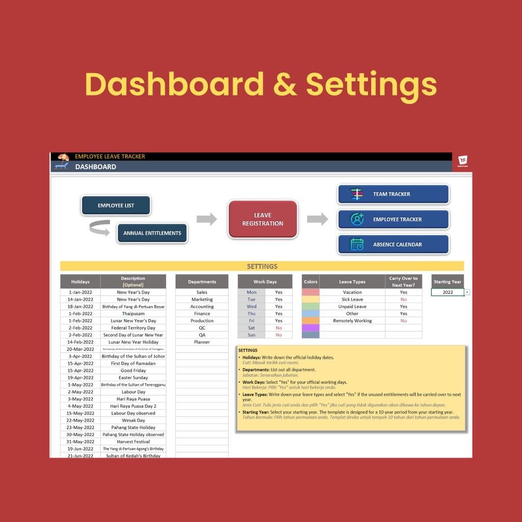 Employee Leave Tracker | Excel Dashboard Template | Microsoft Excel ...