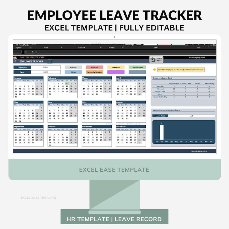Employee Leave Tracker | Excel Dashboard Template | Microsoft Excel ...
