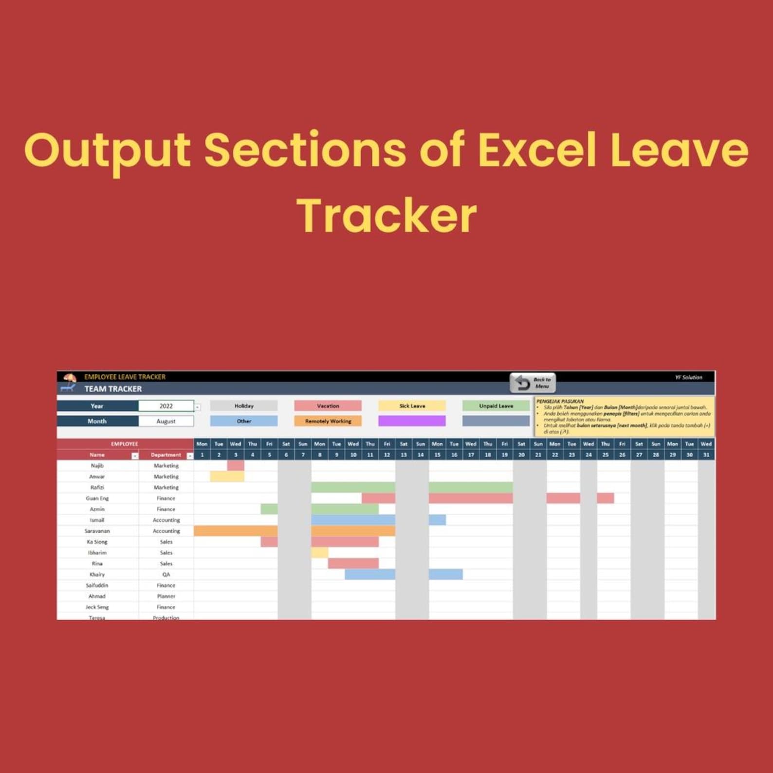 Employee Leave Tracker | Excel Dashboard Template | Microsoft Excel ...