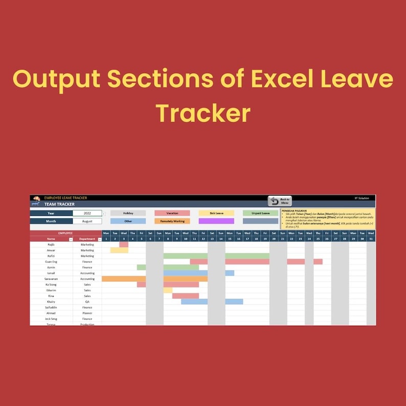 Employee Leave Tracker | Excel Dashboard Template | Microsoft Excel ...