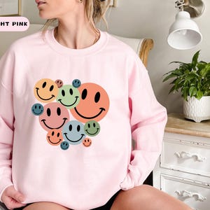 Retro Smiley Face Sweatshirt, Oversized Hoodie, Smile Face Aesthetic ...