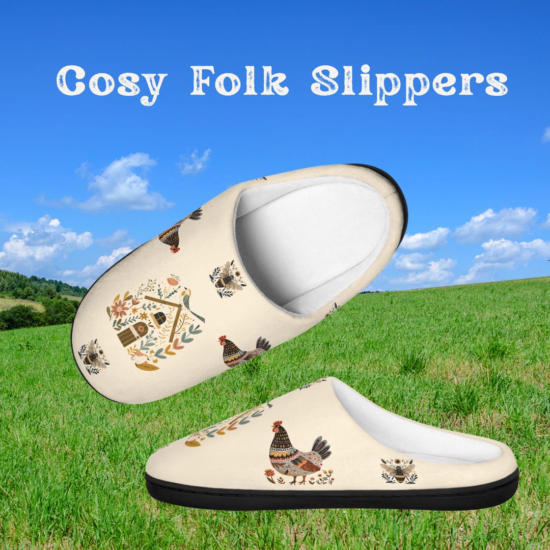 Boho Women's Indoor Slippers, Hippy Footwear, Ladies Slippers, Folk ...