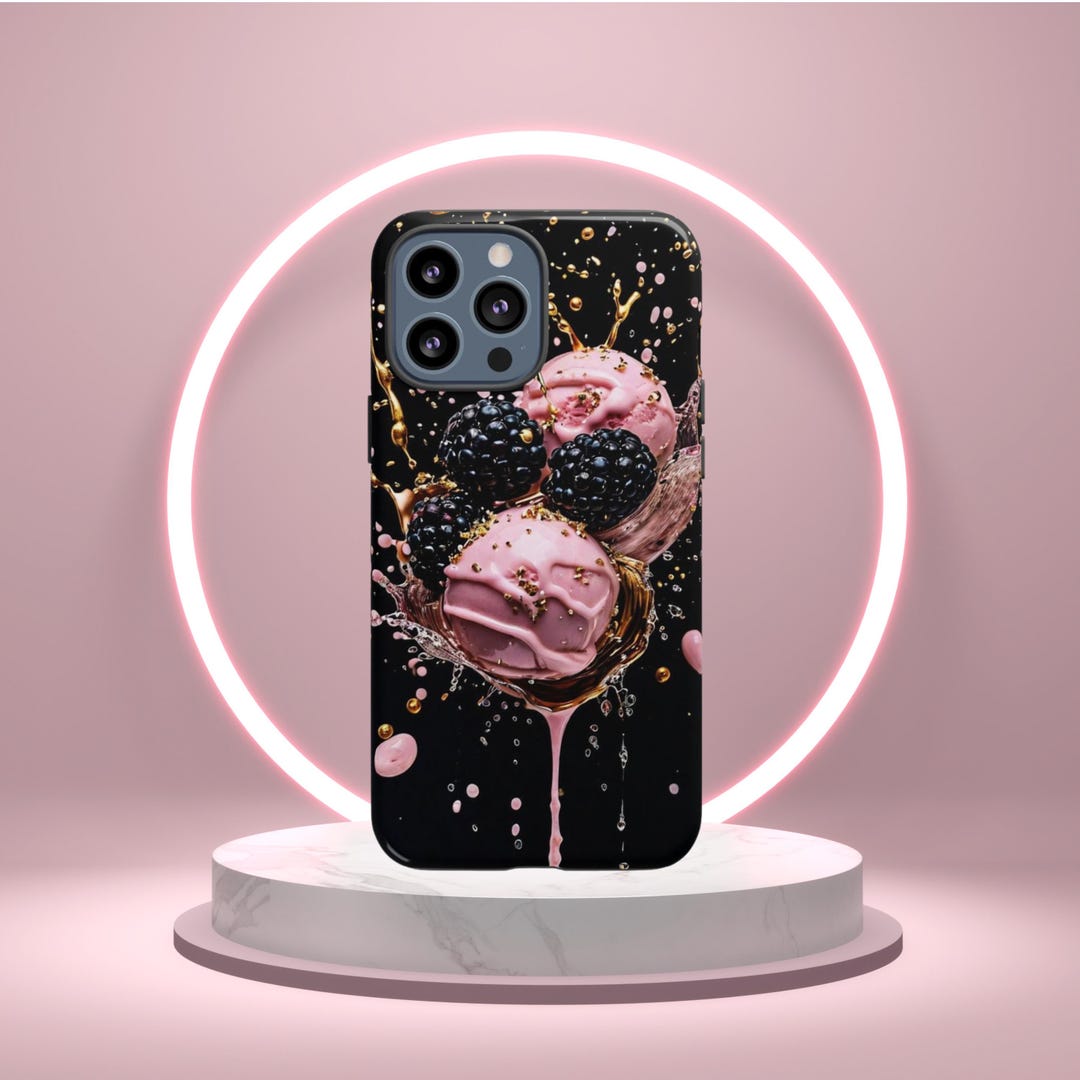 Elegant Pink Ice Cream & Blackberry Phone Case for Iphone, Google Pixel ...