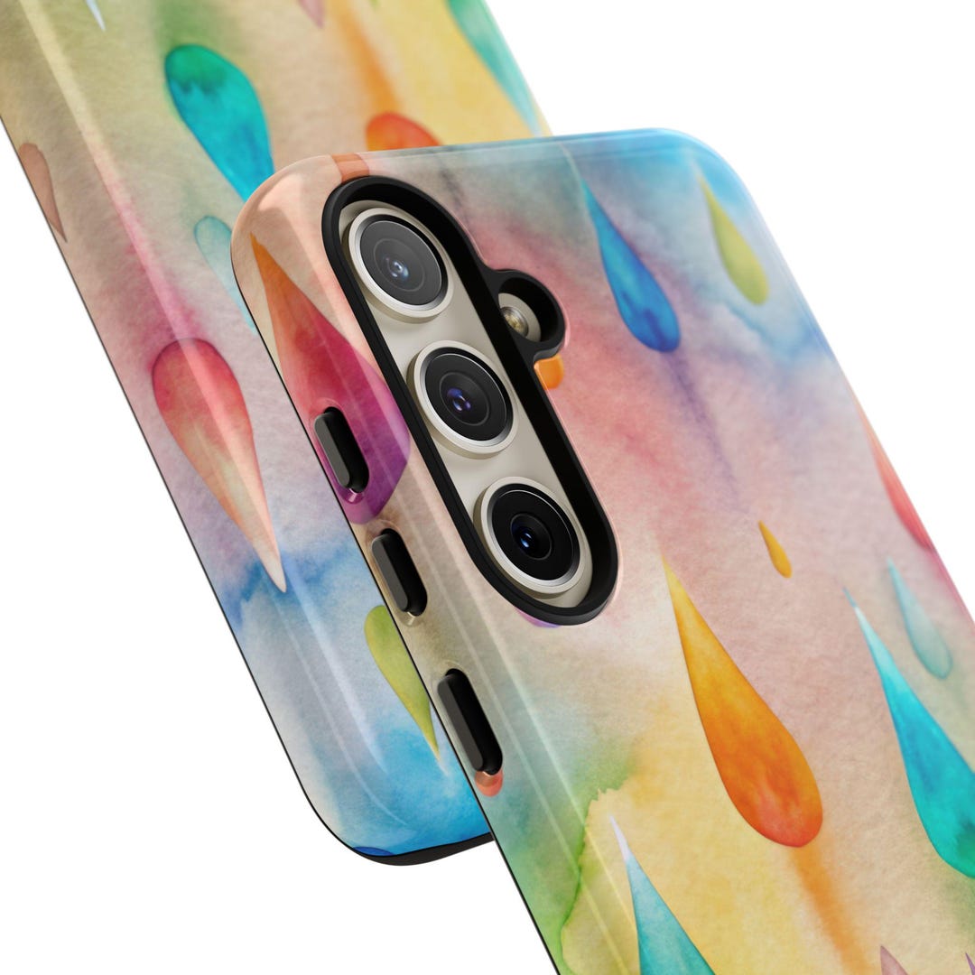 Colored Rain Drops Restro Watercolor Gift for Her Tough Phone Case for ...