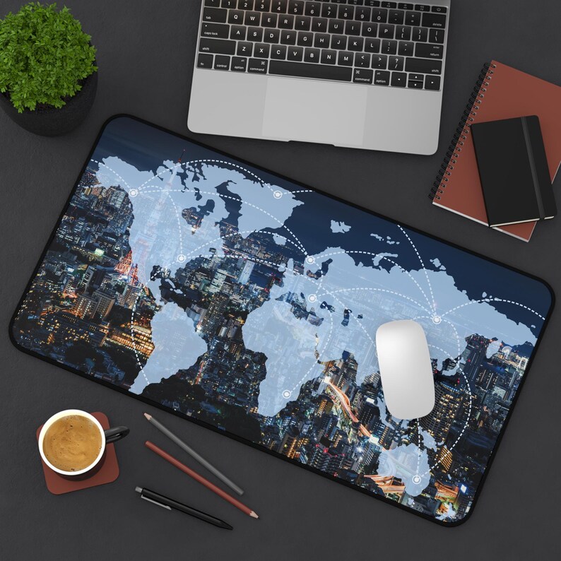 XXL World Map Desk Mat: Modern Office Decor, Travel Lover Gift, Eco ...