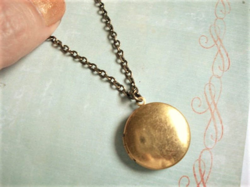 Gold Locket Necklace Round Brass Locket Necklace Gift for Her | Etsy