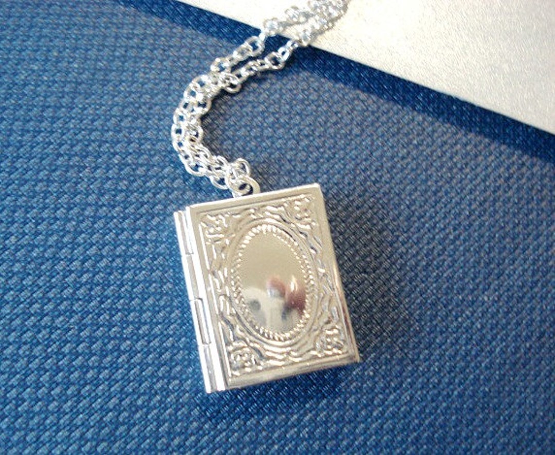 Silver Book Locket Necklace, Storybook Memory Jewelry - Etsy