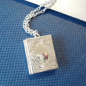 Book Locket Silver Book Gift for Her Memory Locket Necklace Storybook ...