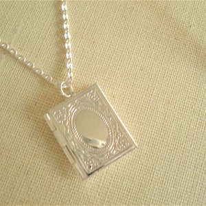 Silver Book Locket Necklace, Storybook Memory Jewelry - Etsy