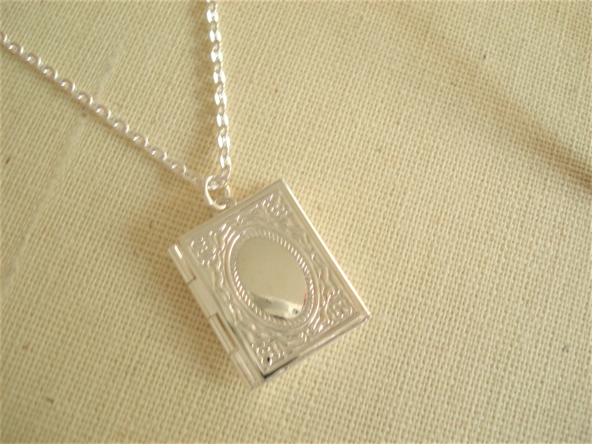 Silver Book Locket Necklace, Storybook Memory Jewelry - Etsy