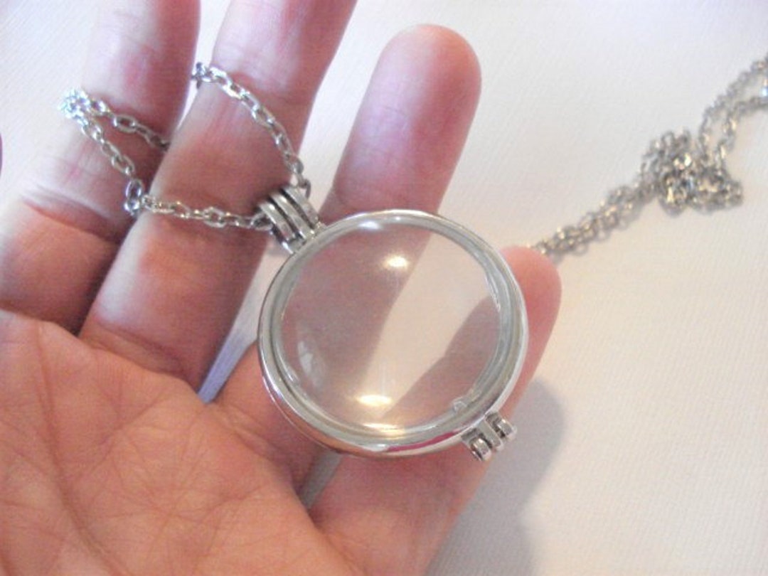 Silver Glass Locket Glass Picture Necklace Jewelry Heirloom Locket ...