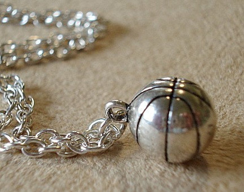Silver Basketball Necklace: Detailed Sports Pendant - Etsy