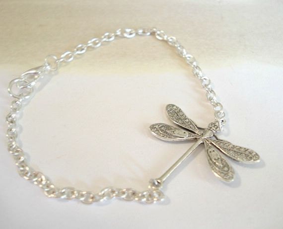 Silver Dragonfly Bracelet Dragonfly Chain Bracelet Dragonfly | Etsy