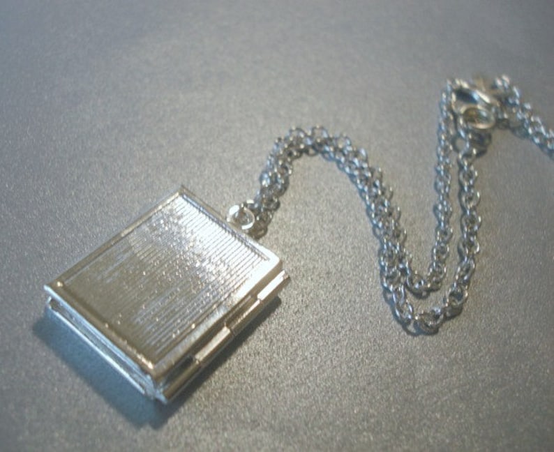 Silver Book Locket Necklace, Storybook Memory Jewelry - Etsy