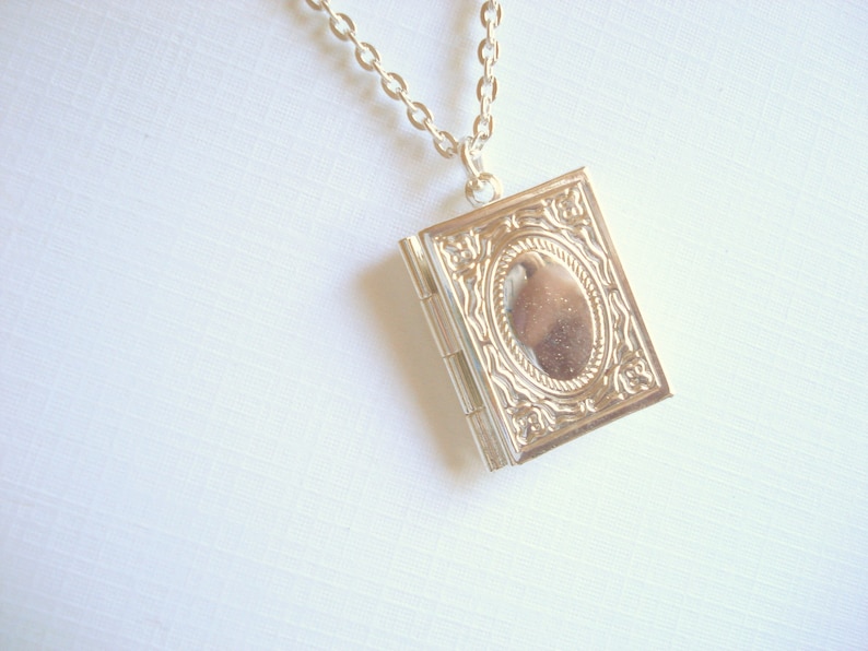 Silver Book Locket Necklace, Storybook Memory Jewelry - Etsy