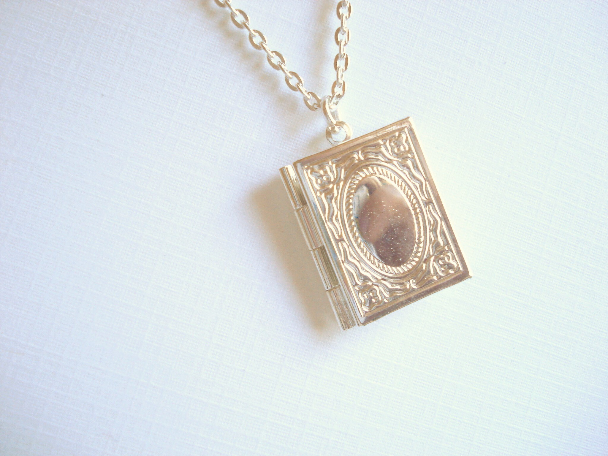 Book Locket Silver Book Gift for Her Mothers Day Necklace | Etsy