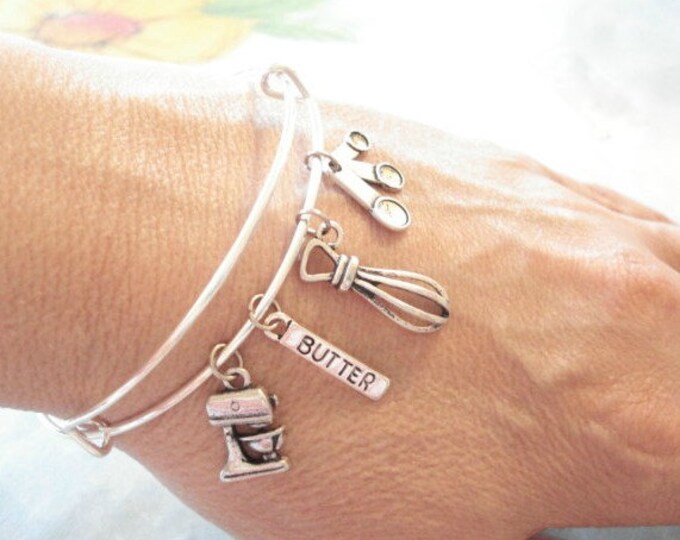 Cooking Bangle Bakers Bangle Adjustable Bangle Silver Cooking Charm ...